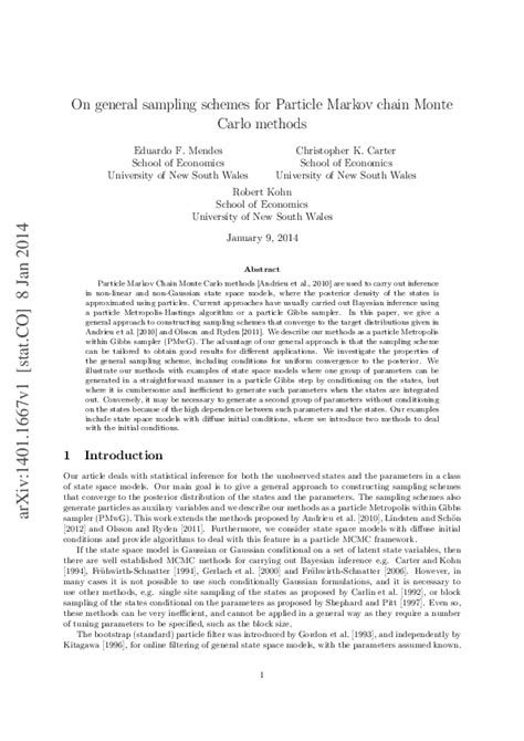 Pdf On General Sampling Schemes For Particle Markov Chain Monte Carlo