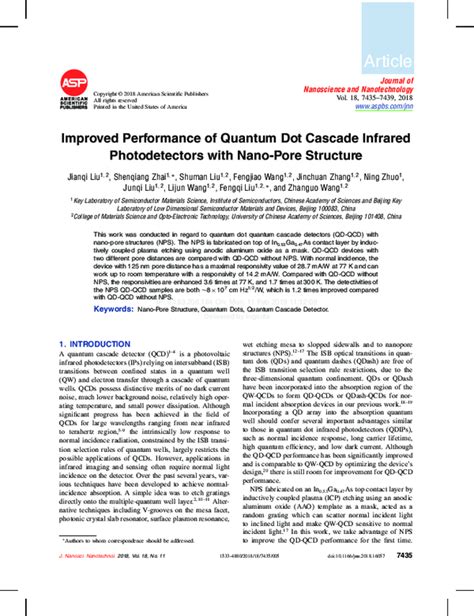 Pdf Improved Performance Of Quantum Dot Cascade Infrared