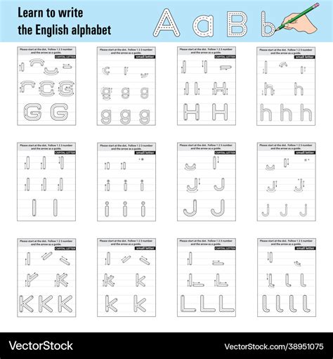 Learn To Write English Alphabet Royalty Free Vector Image