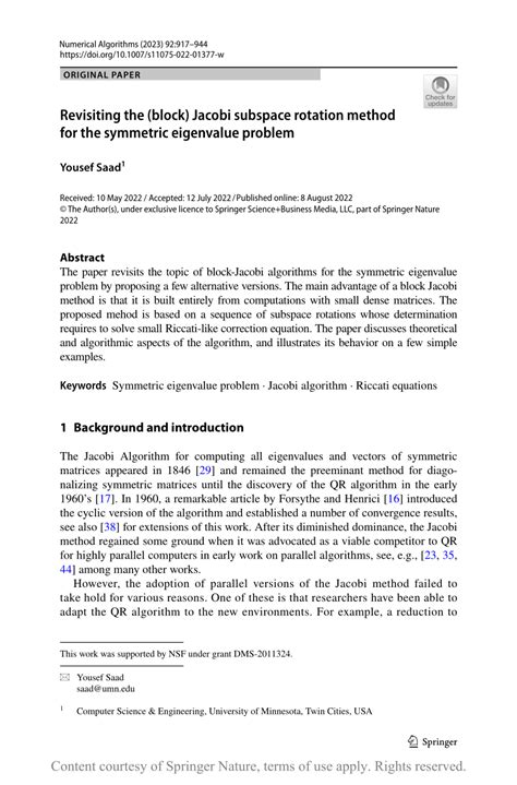 Revisiting The Block Jacobi Subspace Rotation Method For The