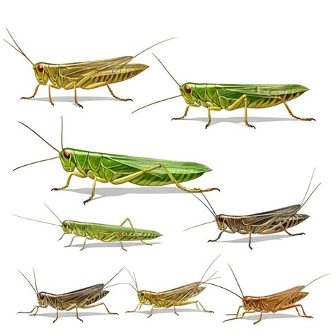 Premium Vector A Group Of Grasshoppers With A Grasshopper On The Bottom