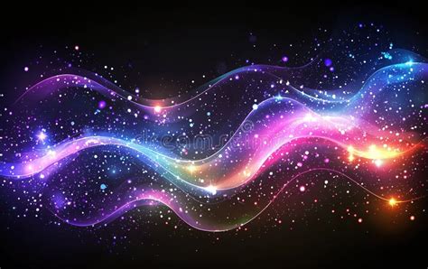 Vibrant Abstract Light Waves With Glowing Particles Creating A Colorful Display Against A Dark