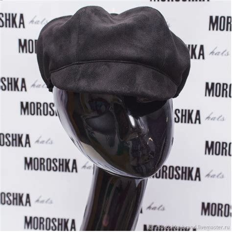 Гаврош женский, эко замша. Кепка хулиганка МАРСЕЛЬ чёрная, с козырьком ...