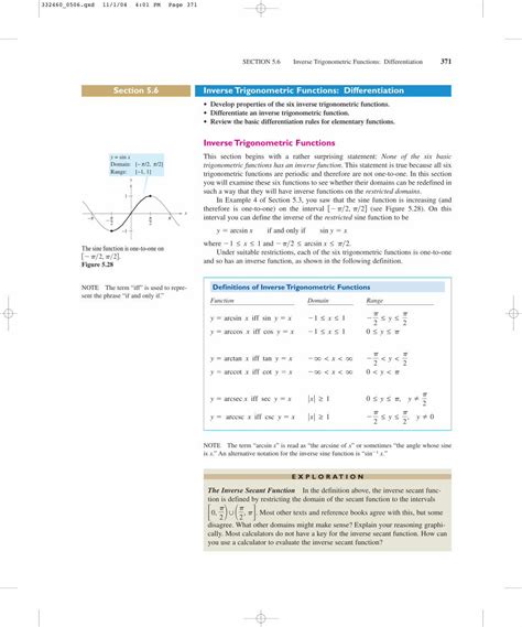 Pdf Section 5 6 Inverse Trigonometric Functions Differentiation