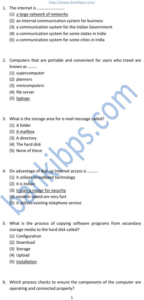 ibps computer knowledge question papers