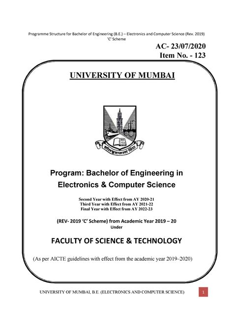 Electronic Computer Science Syllabus Sem Iv Mumbai University Programme Structure For Bachelor