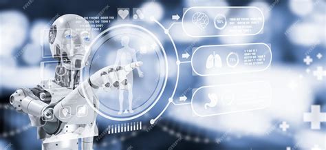 Premium Photo Ai Robot Humanoids Hand Touch Dna Graph And Biochemical Research Scientist