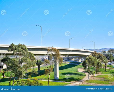 Freeway Overpass On California Coast Stock Image Image Of Aerial