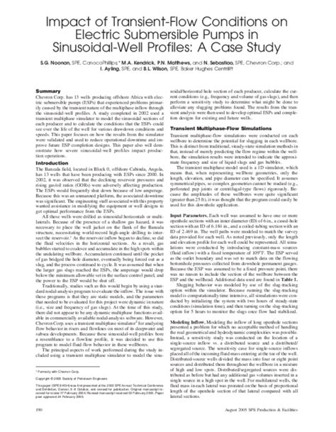 Pdf Impact Of Transient Flow Conditions On Electric Submersible Pumps In Sinusoidal Well