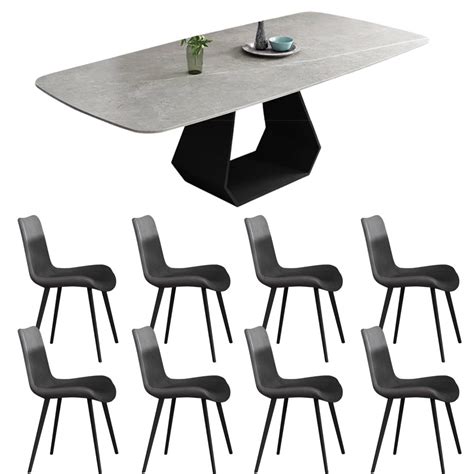Greyleigh Modern Luxurious Rock Plate Dining Table Chair Set