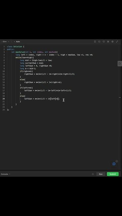 Leetcode Maximum Value At A Given Index In A Bounded Array Problem