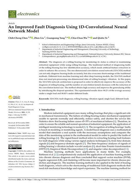 electronics an improved fault diagnosis using 1d convolutional neural