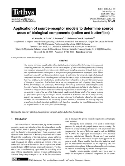Pdf Source Receptor Models For Pollen And Butterfly Origins