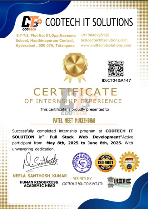 My Full Stack Web Development Internship At Codtech By 23it084 Patel Meet Mukeshbhai Medium