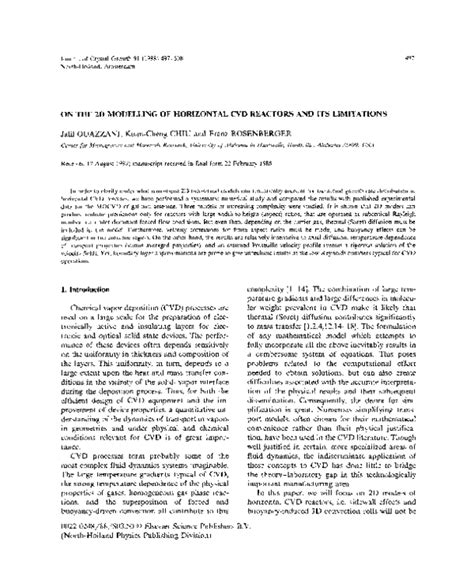 Pdf On The 2d Modelling Of Horizontal Cvd Reactors And Its Limitations