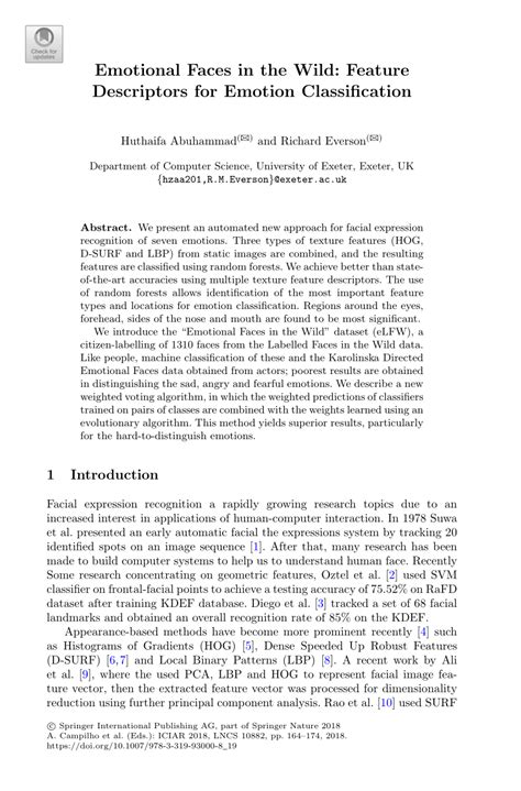 Pdf Emotional Faces In The Wild Feature Descriptors For Emotion