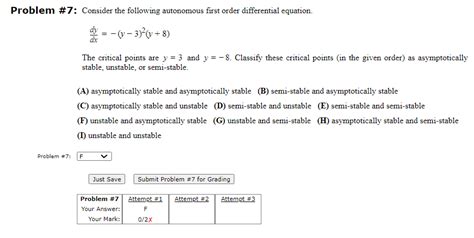 Solved Problem 7 Consider The Following Autonomous First