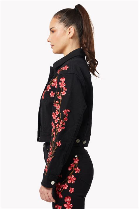 Obsidian Black Blossom Denim Jacket Guapi Clothing