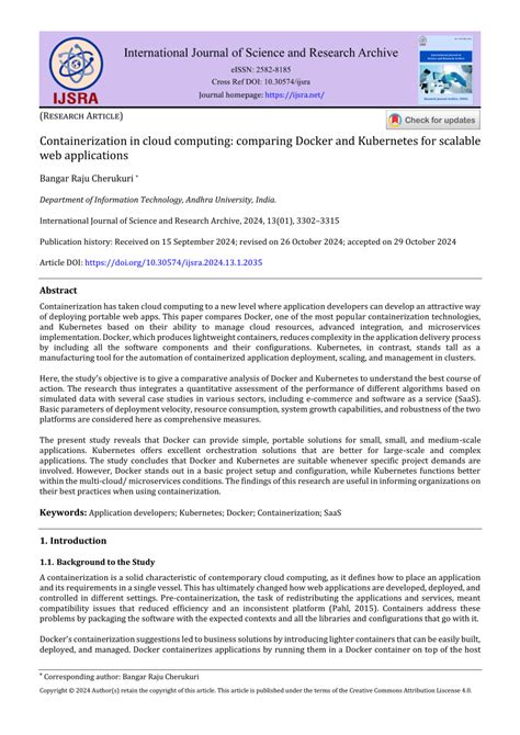 Pdf Containerization In Cloud Computing Comparing Docker And Kubernetes For Scalable Web