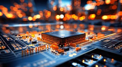 Premium Photo A Big Blue Cpu Screen With Blue Circuit Board