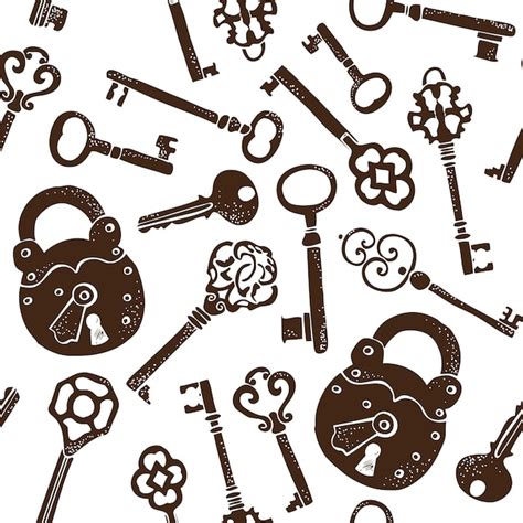 Premium Vector Keys Vintage Seamless Pattern Old Keys Vector Background