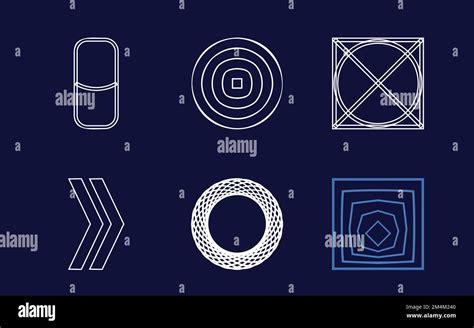 Vector Set Of Y2k Retro Futuristic Graphic Ornaments Modern Abstract