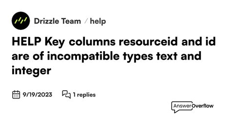 Help Key Columns Resourceid And Id Are Of Incompatible Types