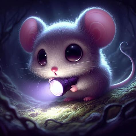 A Mouse With A Flashlight In His Mouth Is Holding A Flashlight Premium Ai Generated Image