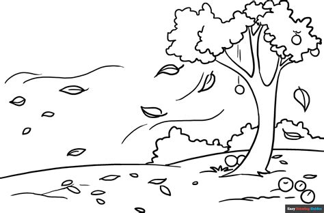 Fall Scenery Coloring Page Easy Drawing Guides
