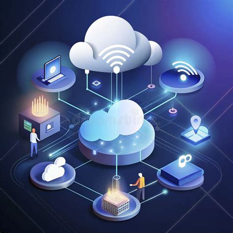 Cloud Computing Technology Concept 3d Isometric Illustration Stock