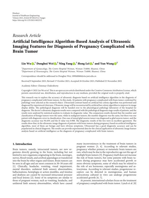 Pdf Artificial Intelligence Algorithm Based Analysis Of Ultrasonic Imaging Features For