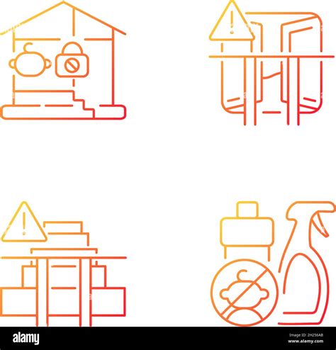 Safety Precaution At Home Gradient Linear Vector Icons Set Stock Vector Image And Art Alamy