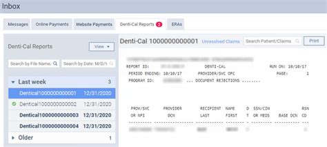Viewing Denti Cal Reports