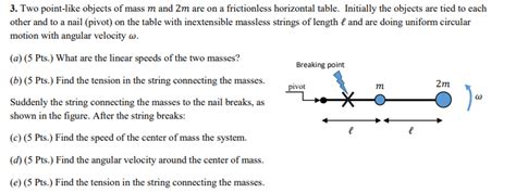 solved 3 two point like objects of mass m and 2m are on a