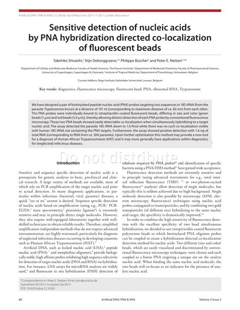 Pdf Sensitive Detection Of Nucleic Acids By Pna Hybridization Directed Co Localization Of
