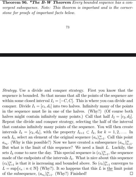 Solved Theorem 96 The B W ﻿theorem Every Bounded Sequence