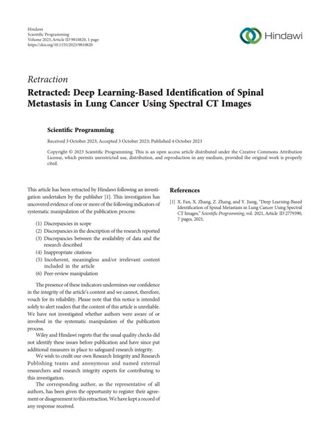 Pdf Retracted Deep Learning Based Identification Of Spinal