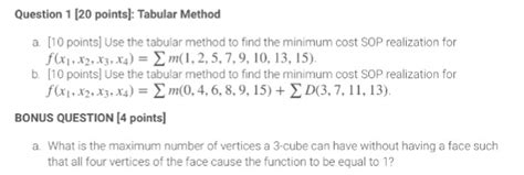 solved use the tabular method to find the minimum cost sop