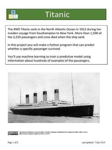Worksheet Titanic Python Pdf Pdf Rms Titanic Machine Learning