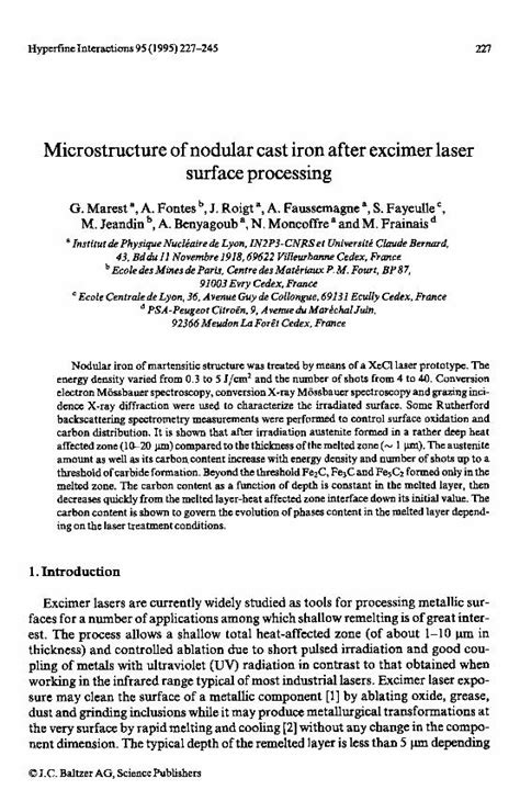 Pdf Microstructure Of Nodular Cast Iron After Excimer Laser Surface