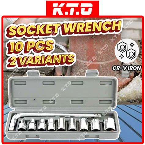 10pcs 12inch L Shape Spanner Box Socket Wrench Tools Set Car Repair