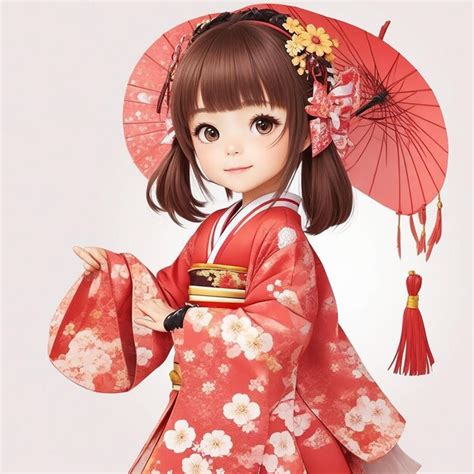 Premium Ai Image Cute Girl With Japan Costume Generative By Ai
