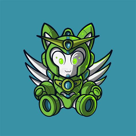 Mecha Chibi Summer Illustration Stock Vector Illustration Of