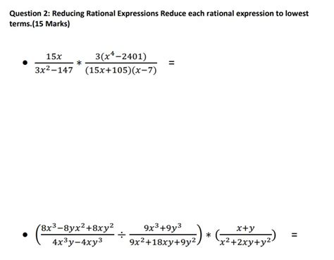 Solved Question 2 Reducing Rational Expressions Reduce Each