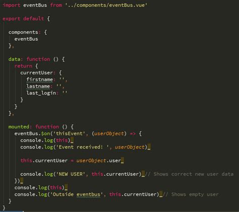 Javascript Vuejs 2 Assign Data To Variable With Event Received Data From Eventbus Stack Overflow