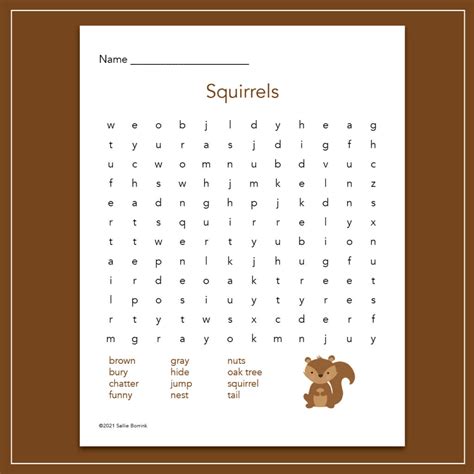Free Squirrels Word Search Printable A Quiet Simple Life