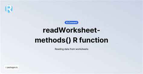 Readworksheet Methods R Function From [xlconnect] R Packages