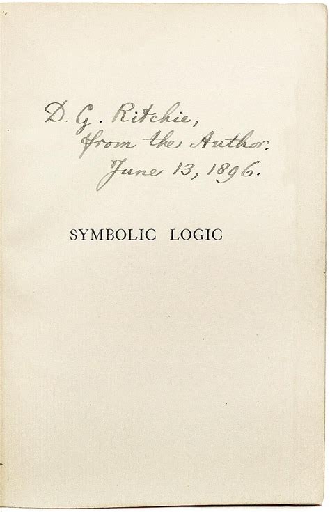 Lewis Carroll Symbolic Logic Part I Elementary 2nd Ed Presetation Copy For Sale At 1stdibs