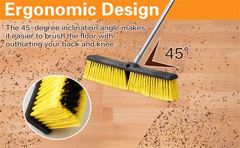Luchia 18” Heavy Duty Push Broom Outdoor With Stiff