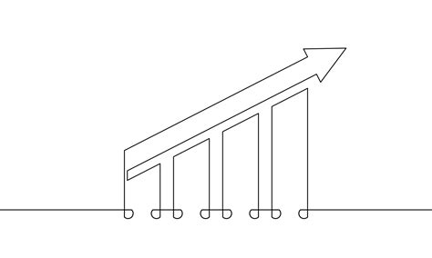 Continuous One Line Drawing Of Sales Increase Up At The Report Graph Singe Line Art Of